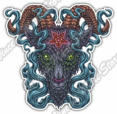 Goat Demon Devil Satan Pentagram Ram Horn Car Bumper Vinyl Sticker ...