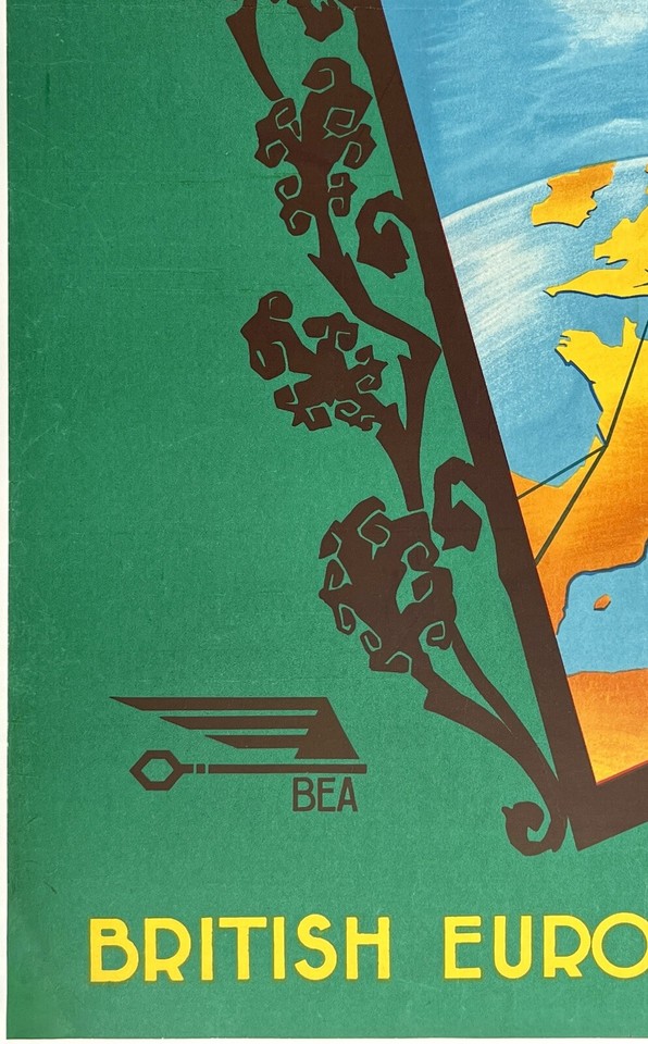 Original Vintage Poster BRITISH EUROPEAN AIRWAYS BEA L'EUROPE Airline ...