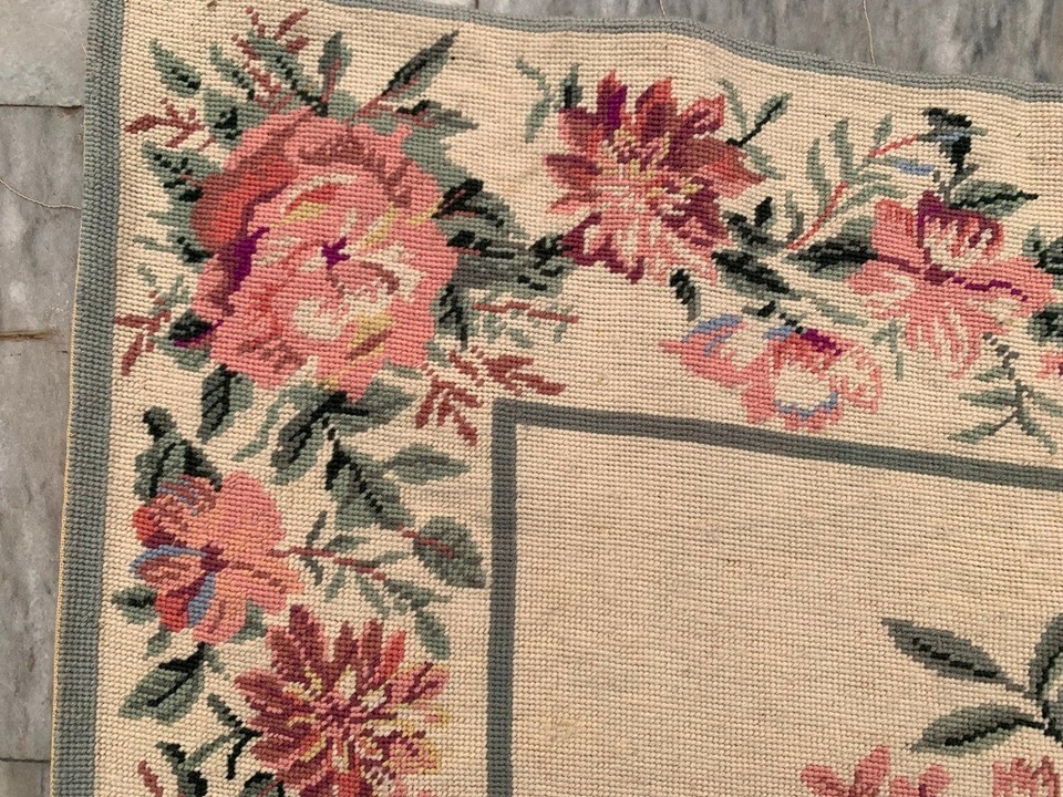 Vintage French Style Aubusson Rug Needlepoint Handmade Rug 3x5 ft Free ...