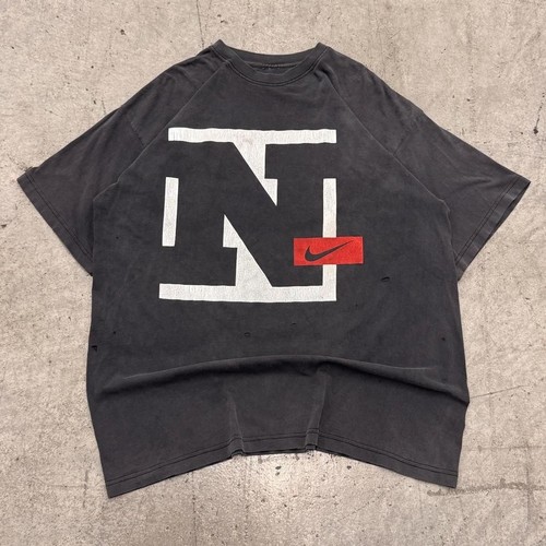 Vintage 90s Nike Swoosh Big Logo Sunfaded Black Tshirt 2XL Thrashed ...