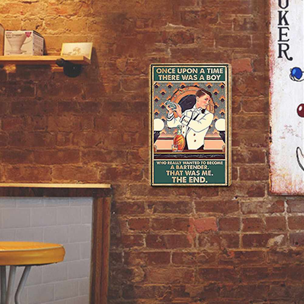 Rectangular Tin Drawing Bartender Metal Plate Painting for Home ...