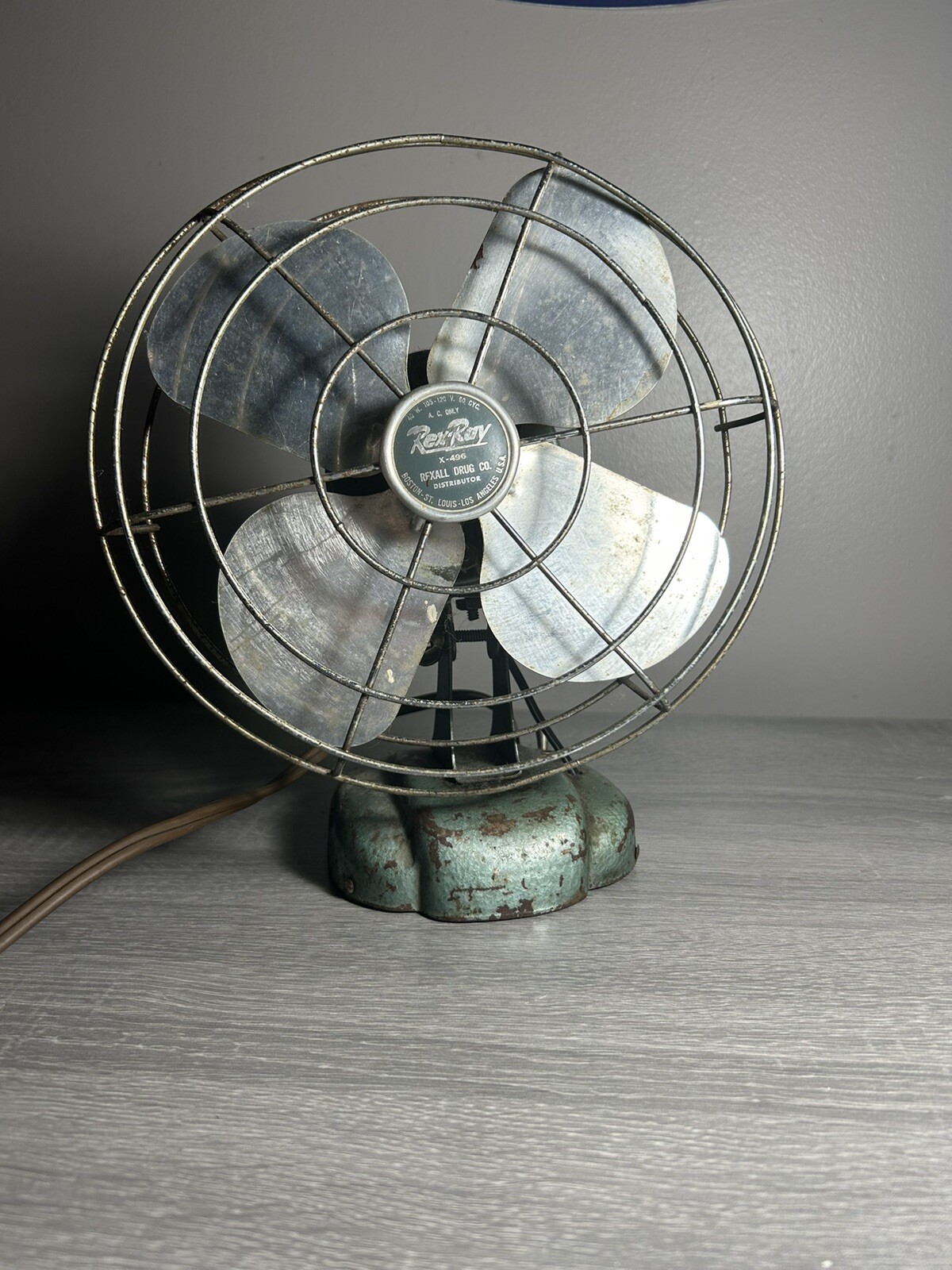 Vintage Rex Ray Fan Rexall Drugs X-496 Green Metal Working 1940s | eBay