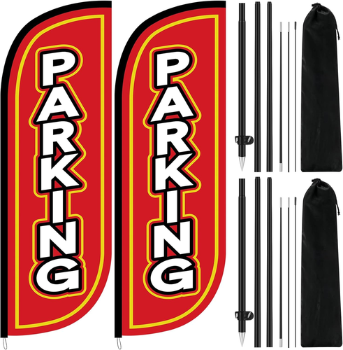 2 Pack Parking Feather Flag with 7 Ft Pole Kit for Business outside ...