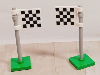 LEGO Racing Flag Checkered Black White Checked Start Stop RACE IS ON ...
