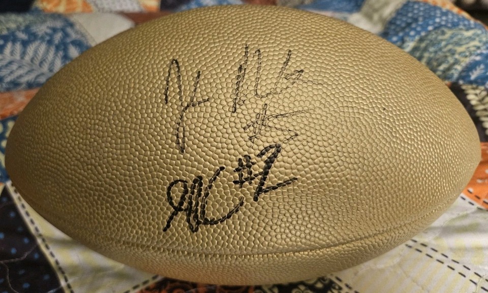 Jake Medlock & Sam Castronova Signed Autograph NFL Wilson Gold Football ...