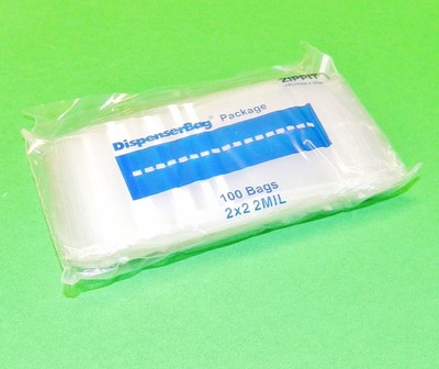 100 2" x 2" Reloc Zip Seal Lock Bags 2Mil Clear Squeeze Slide 2x2 ...