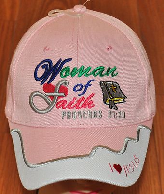 Woman of Faith Christian Hat Ball Cap Pink Purple I Love Jesus Proverbs ...