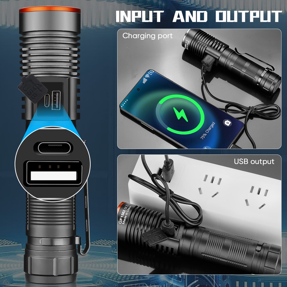 2x Super Bright 500000LM LED Rechageable Flashlight Tactical Magnetic ...