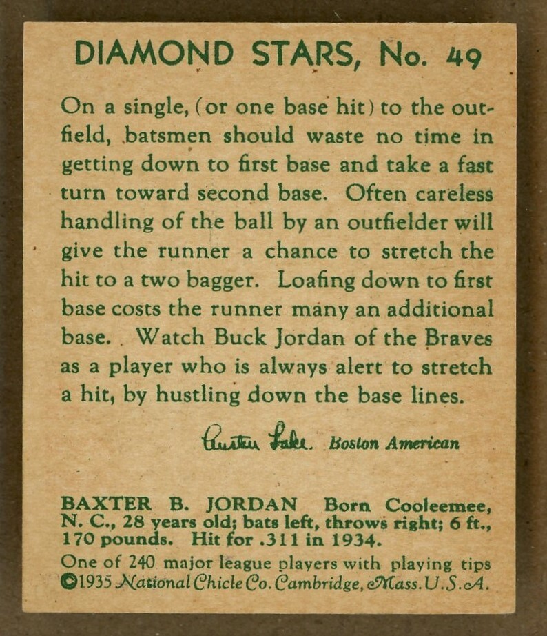 1935 Diamond Stars Buck Jordan #49 NM MT | eBay