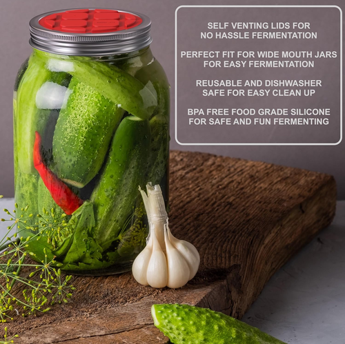 4-Pack BPA-Free Self-Burping Silicone Fermentation Lids for Mason Jars ...