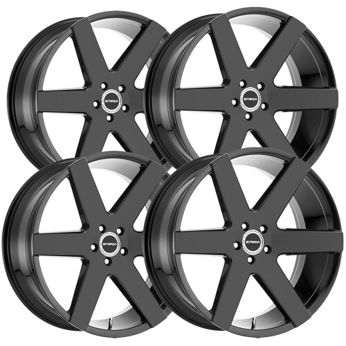 (Set of 4) Strada S60 Coda 22x9.5 5x115 +15mm Gloss Black Wheels Rims ...