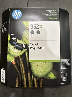 Genuine HP 952XL High Yield Black Ink Cartridges OEM 2-Pack DEC 2025 ...