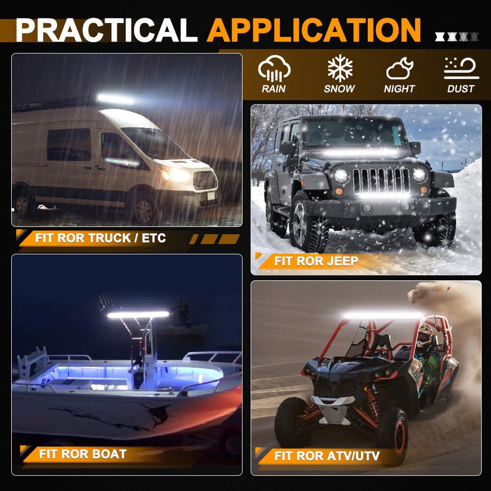60000LM Single Row Curved 32" LED Work Light Bar Spot Flood Offroad ...