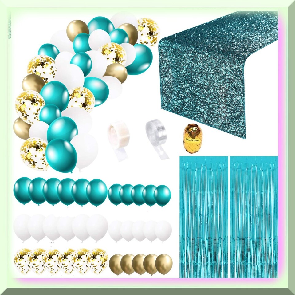 Teal Gold Celebration Kit: Glamorous Teal Table Runner, Fringe F ...