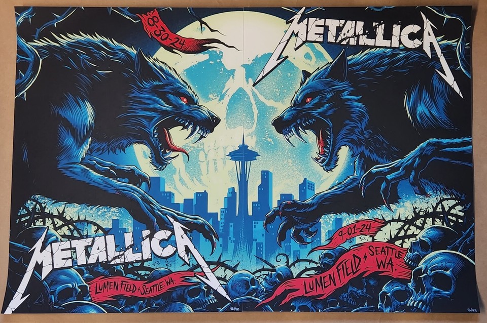 Metallica Seattle Poster 8/30/2024 by Brandon Heart Official Numbered ...
