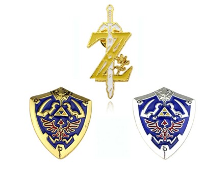 Legend of Zelda Shield Metal Enamel Pin Set of 3 | eBay
