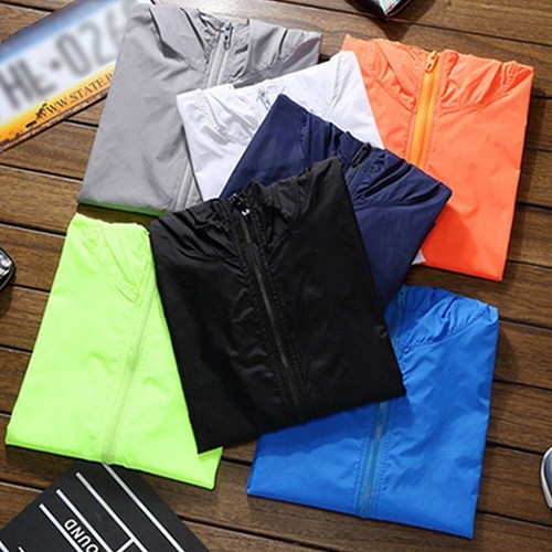Durable Jacket Long Sleeve Orange Polyester Sun Protection Windbreaker ...