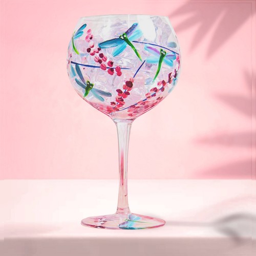 Cocktail Glass Lynsey Johnstone Dragonfly Floral Gin Hand Painted ...