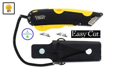 Easy Cut 1000 YELLOW Safety Box Cutter Knife 2 blades; Holster Lanyard ...