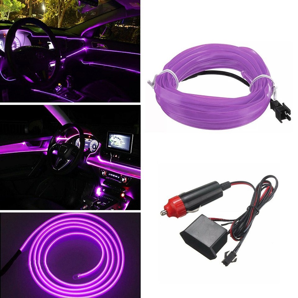 LED Car Interior Decor Atmosphere Wire Strip Light Lamp Accessories 12V ...