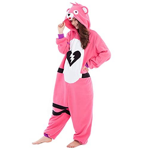 Sazac Fortnite Cuddle Team Leader Pink Bear Fleece Costume Free Size ...