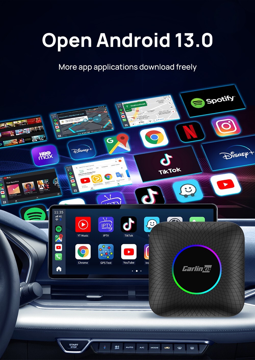 CarlinKit T-Box Android 13 Ai Box Wireless Carplay & Android Auto 8G ...