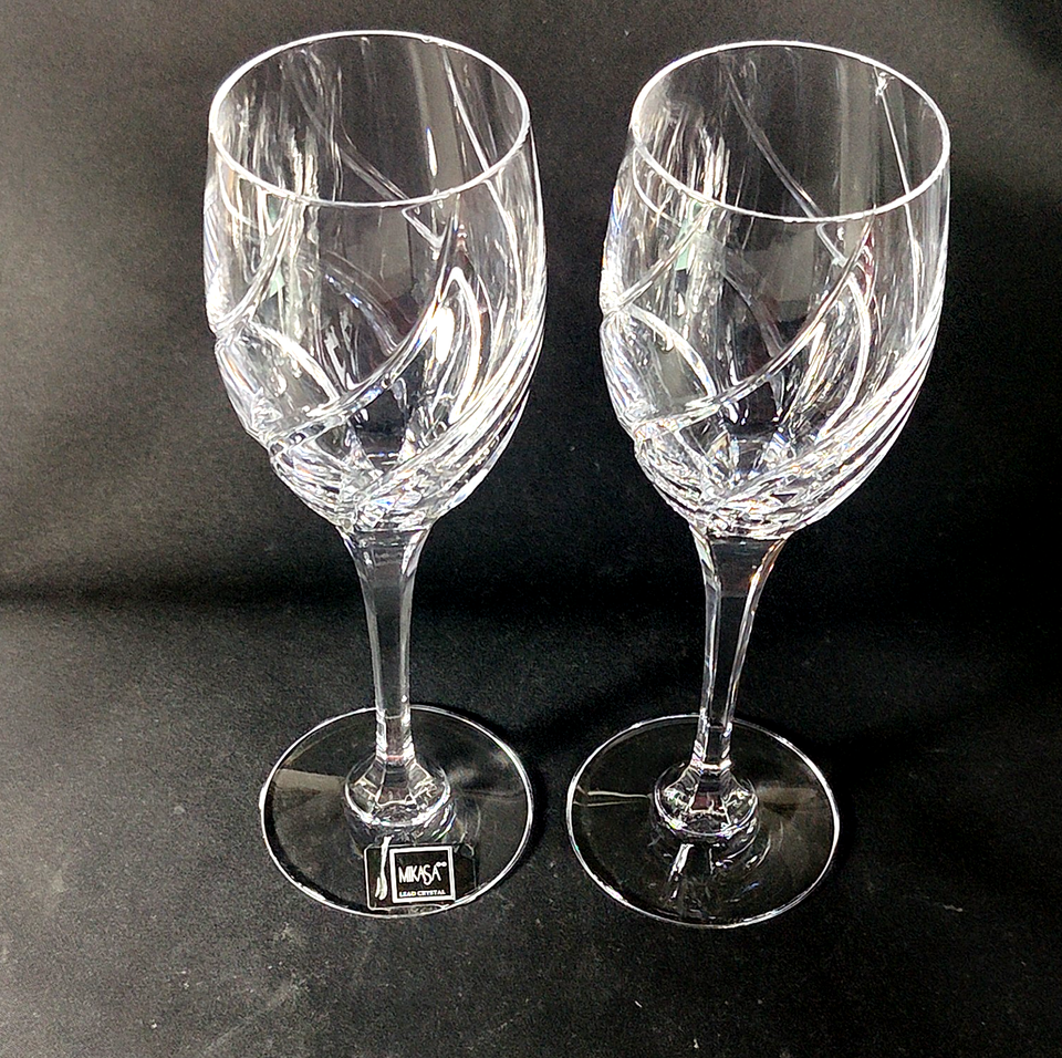 MIKASA OLYMPUS WATER GLASSES, Cut Lead Crystal, 9", 10 oz, SLOVENIA ...