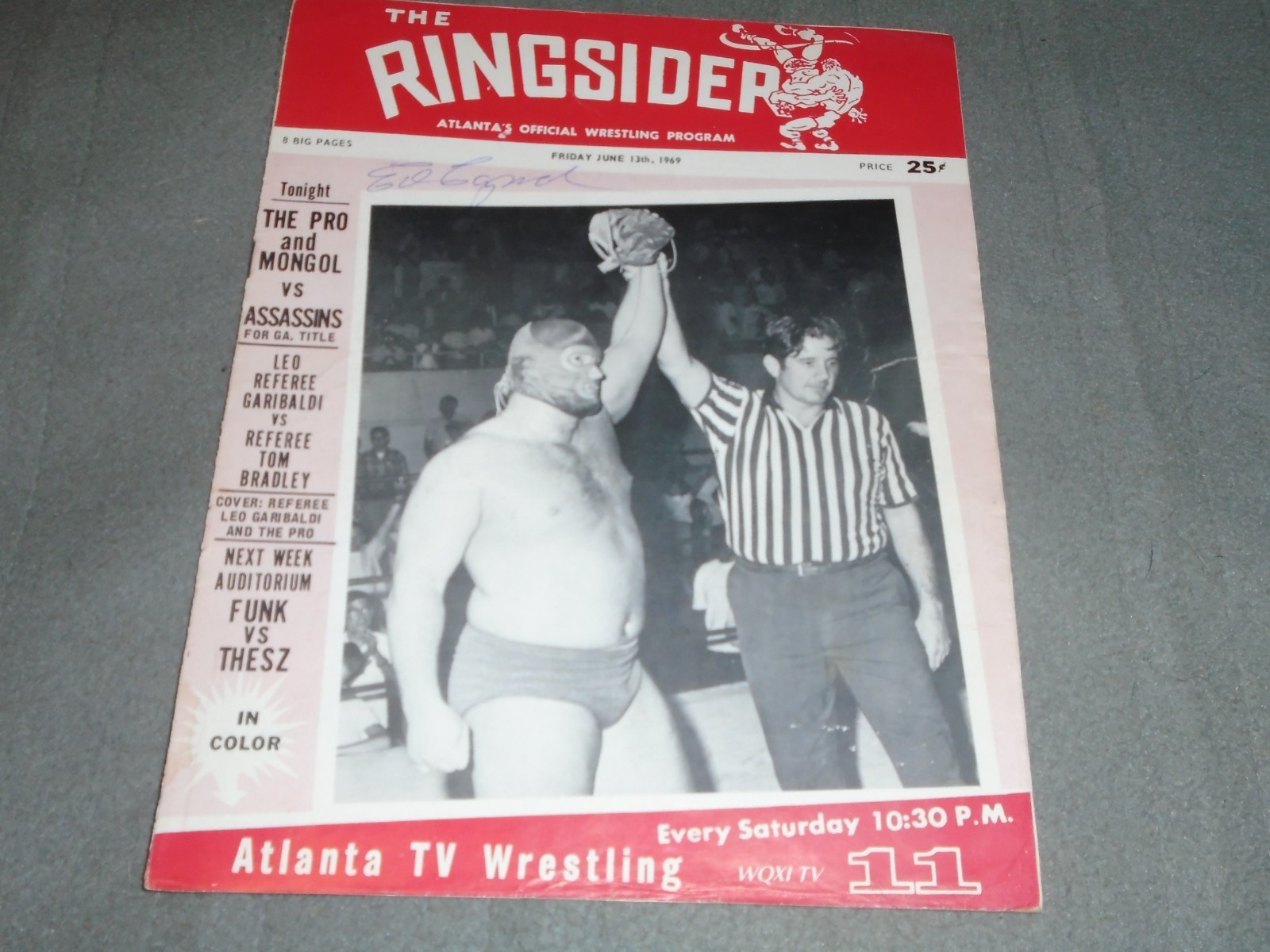 The Ringsider City Auditorium Atlanta GA Jun 13 1969 El Mongol auto ...