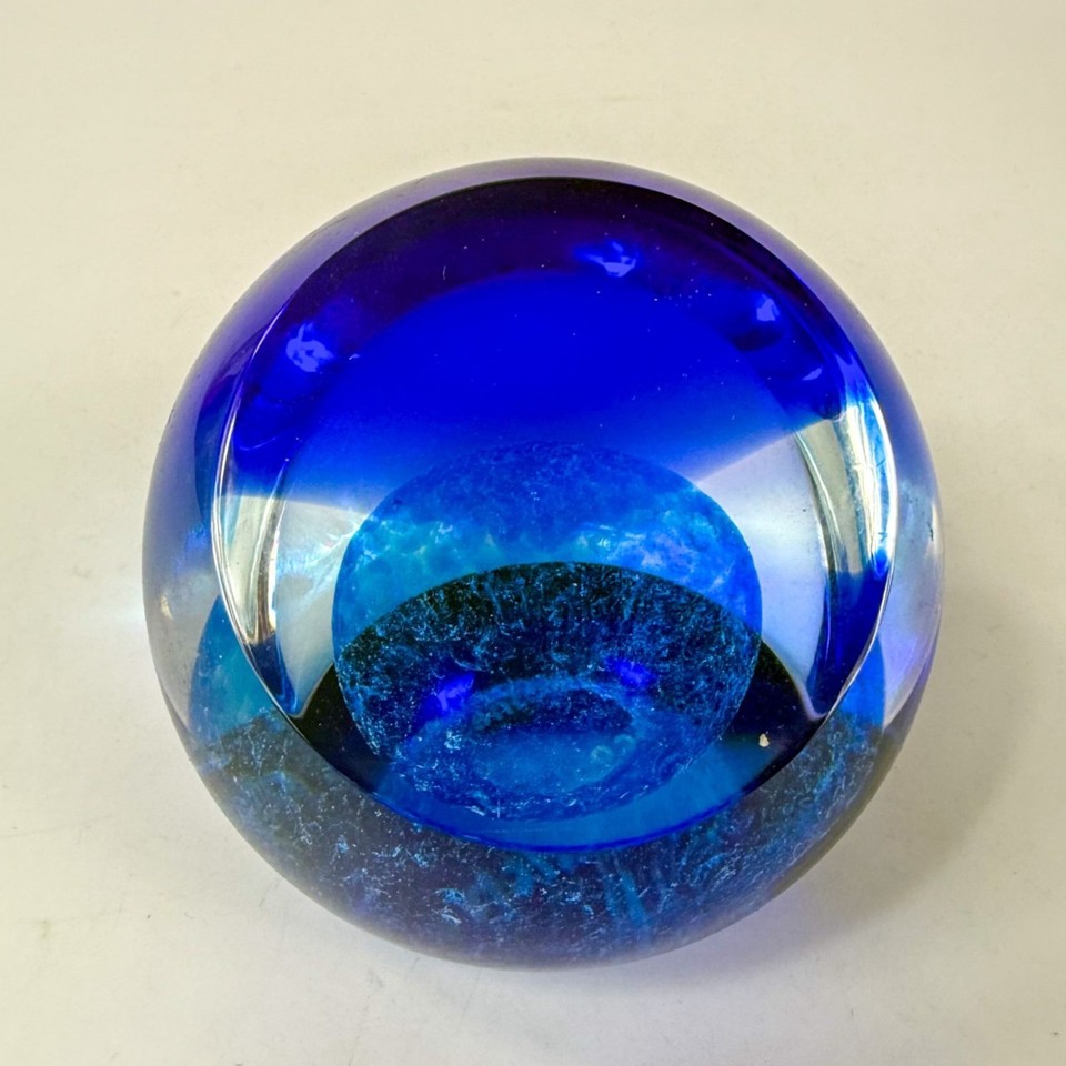 Caithness Scotland Art Glass Blue Round Paperweight Decorative ...