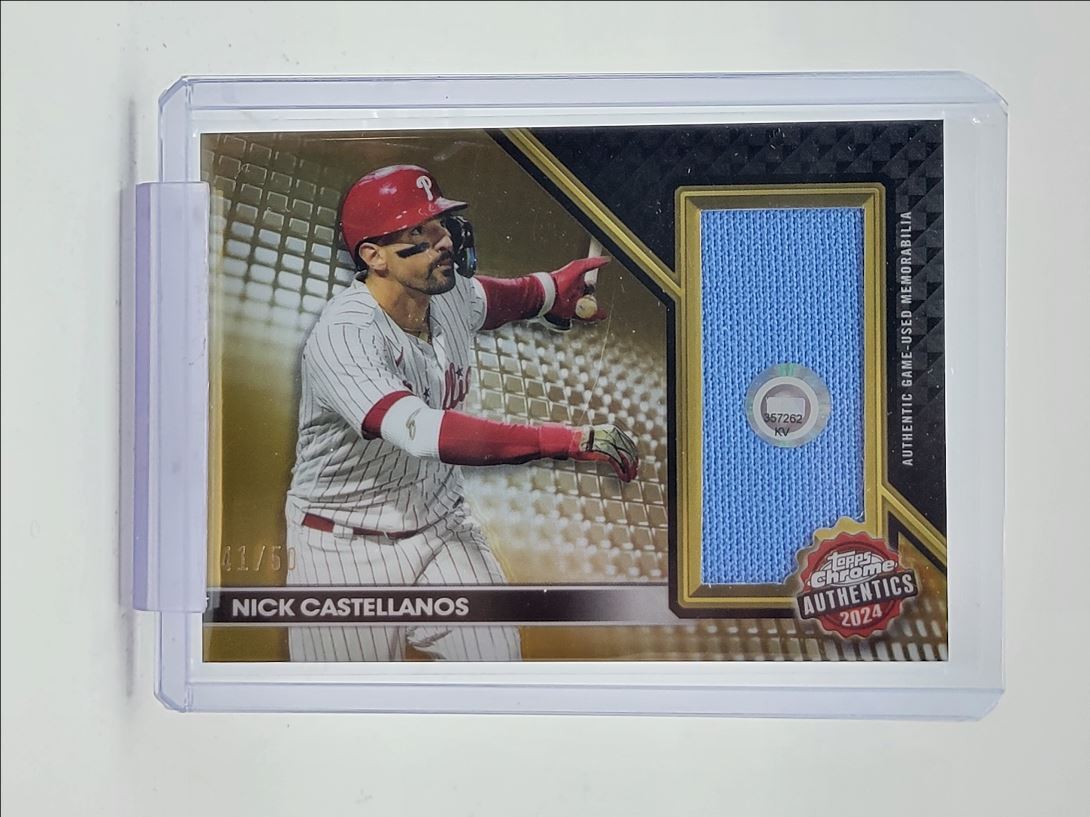 NICK CASTELLANOS 2024 TOPPS CHROME AUTHENTICS GAME USES PATCH GOLD /50 ...