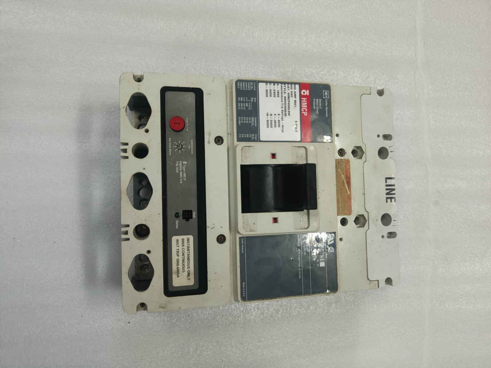 HMCP600L6W -Eaton Cutler-Hammer 600AMP circuit breaker Motor Circuit ...