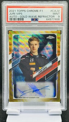 2021 Topps Chrome F1 Juri Vips Gold Wave Refractor Auto /50 PSA 9 Mint ...