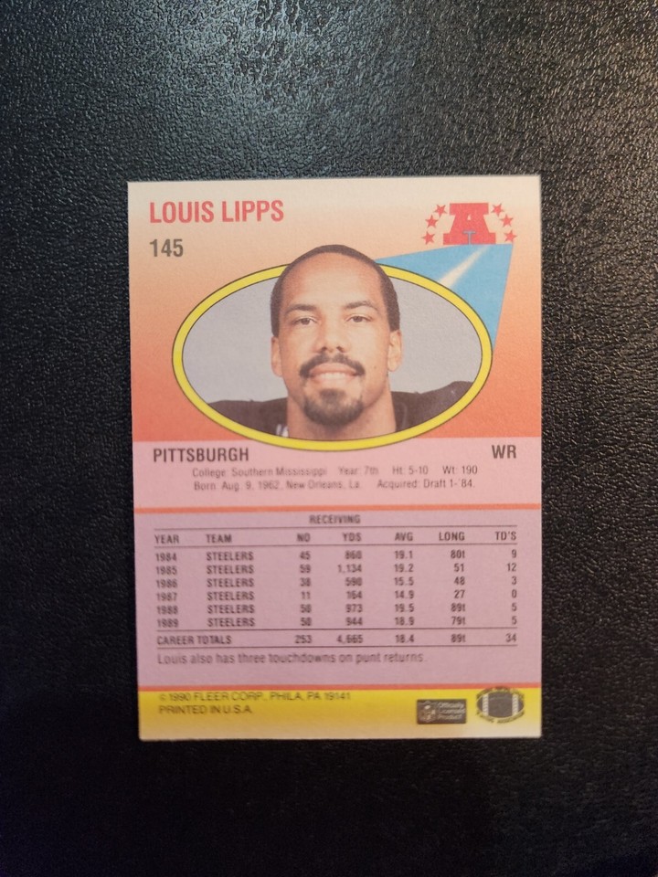 1990 Fleer Louis Lipps Pittsburgh Steelers #145 NFL Card | eBay