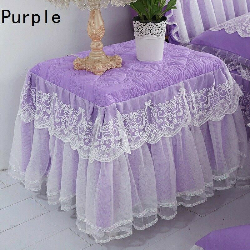 1X Lace Ruffle Dust Cover Bedside Table Small Desk Protector Princess ...