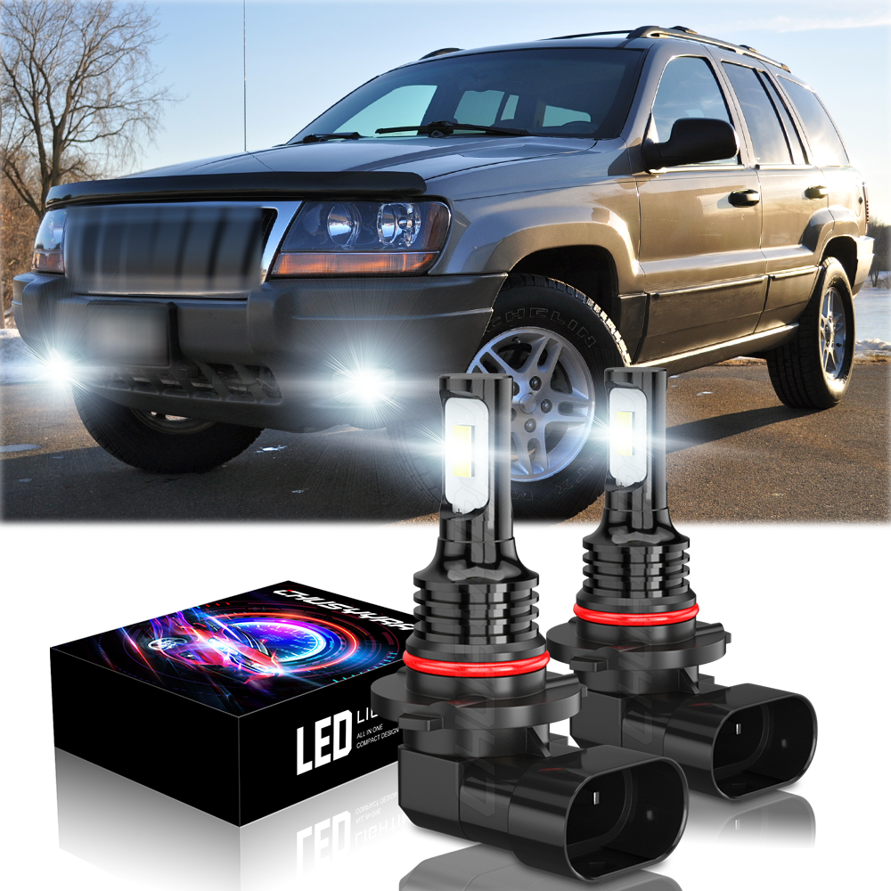 For Jeep Grand Cherokee 1999-2010 9145 9055 LED Fog Lights Bulbs 6000K ...