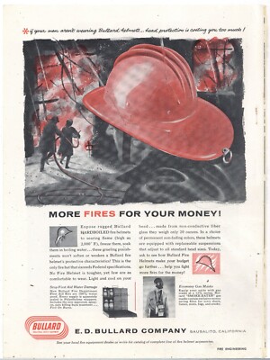 1959 E.D. Bullard Co. Ad: Fire Fighting Helmets, First Aid Kits ...