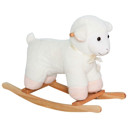 Wooden Plush Kids Ride On Toy Sheep Lamb Rocking Horse Rocker for 1-3 ...