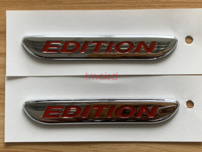Mercedes Benz "EDITION" Side Emblem Chrome&Red Fender Badge 3D GLE C E ...
