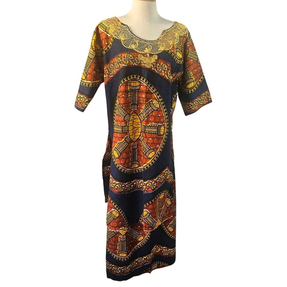 Handmade Y2K African 2-Pc Set Women Sz M/L Embroidery Ankara Tunic ...