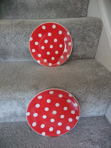 WHITTARD OF CHELSEA 2 X 20 CM RED&WHITE POLKADOT HANDPAINTED SALAD ...
