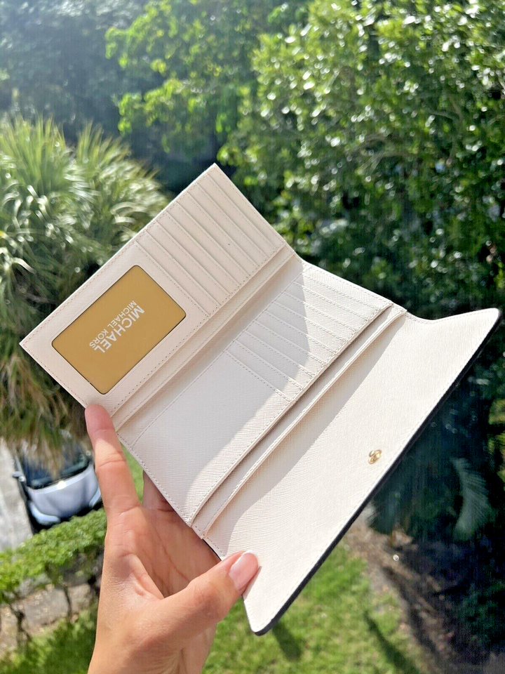 Michael Kors Women Jet Set Travel Large Trifold Wallet Clutch in Powder ...