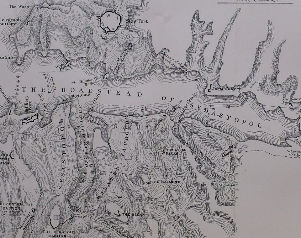 1863 Krim Krieg Karte / Battle Plan Sebastopol 14th Sept 1854 Star Fort ...