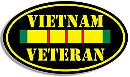 3x5 inch Black Oval Vietnam Veteran Sticker (US Vet NAM Ribbon Proud ...