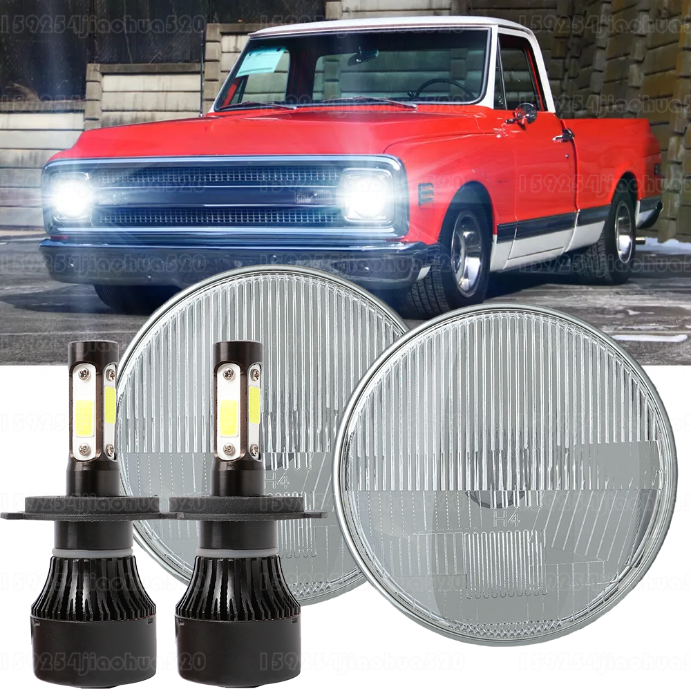 FOR 1967-1972 Chevy C10 Pair 7 inch LED Headlights Round DOT Approved ...