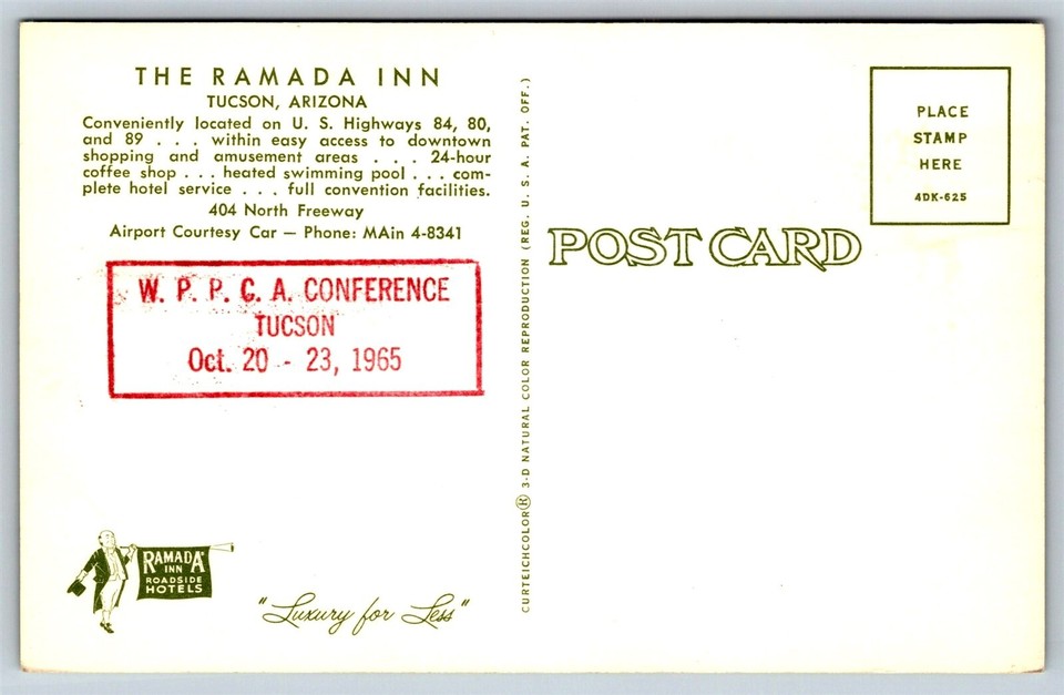 AZ Tucson, Ramada Inn Aerial View, Sign, Chrome Unposted Stamped 1965 ...