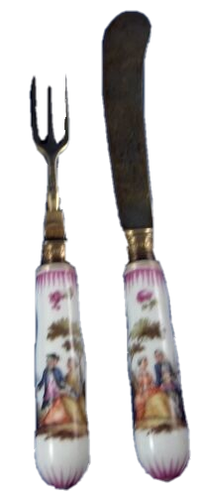Antique German Porcelain Knife & Fork Porzellan Messer & Gabel Dresden ...