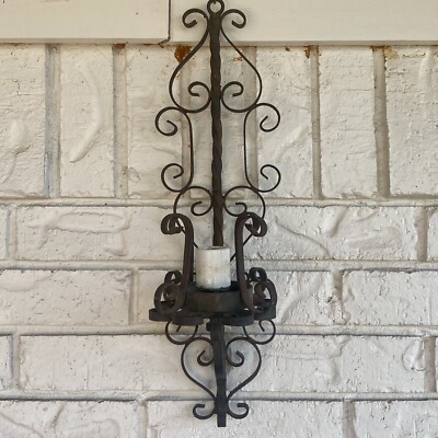 Antique Gothic Wrought Iron Wall Torch Sconce Medieval Castle Spanish ...