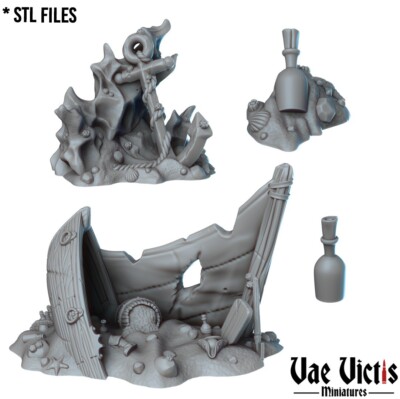 Anchor and sea scatters Scenery Ship Miniature DnD D&D Pathfinder RPG ...