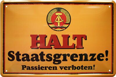 Blechschild 20x30 HALT Staatsgrenze DDR Ostalgie Ossi Wessi Bar Kneipe ...