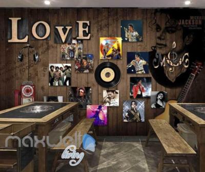 Micheal Jackson Wood Wall Legend Array Art Wall Murals Wallpaper Decals ...